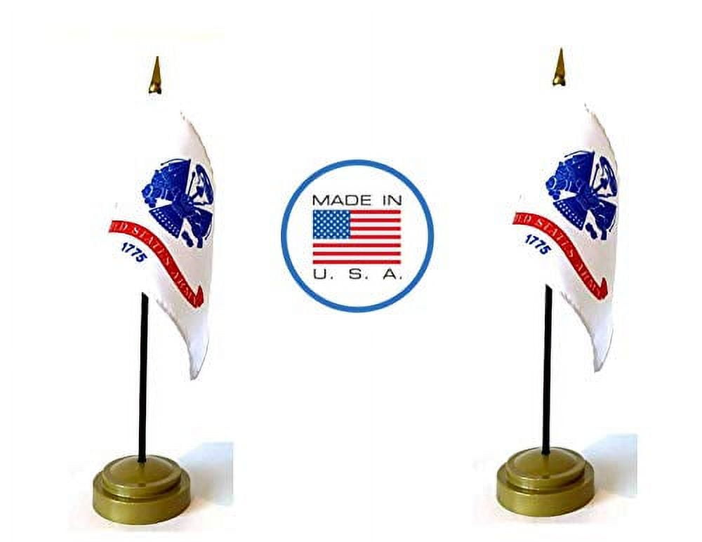 Made in The USA Flag Set. 2 Army Rayon 4"x6" Miniature Office Desk ...