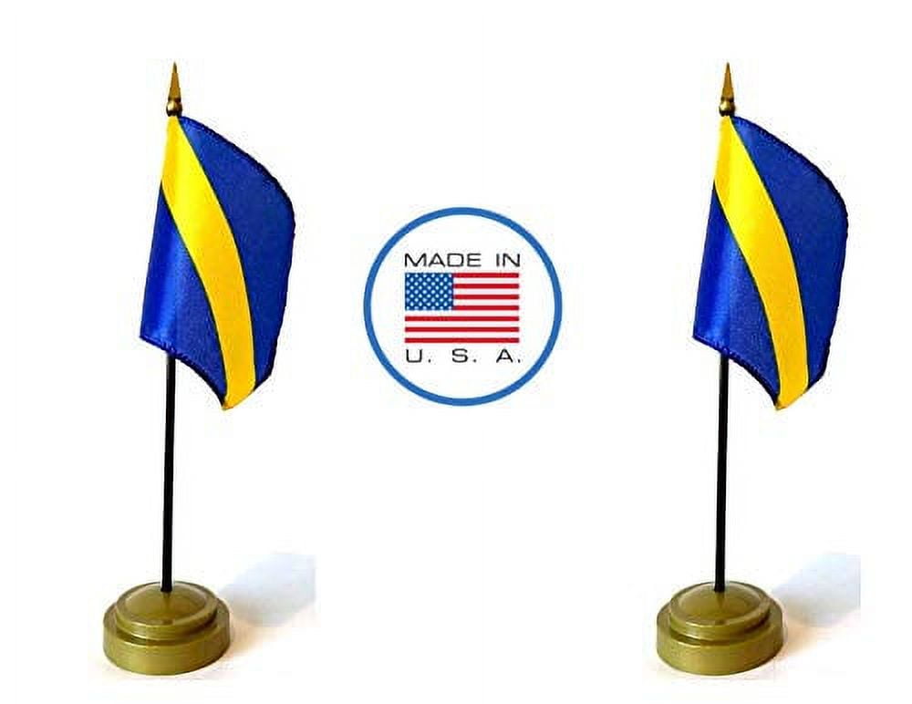 Made in The USA Flag Set. 2 Blue and Yellow Rayon 4"x5" Miniature ...