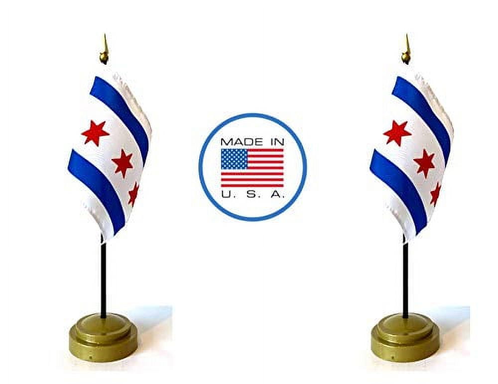 Made in The USA Flag Set. 2 City of Chicago Rayon 4"x6" Miniature ...