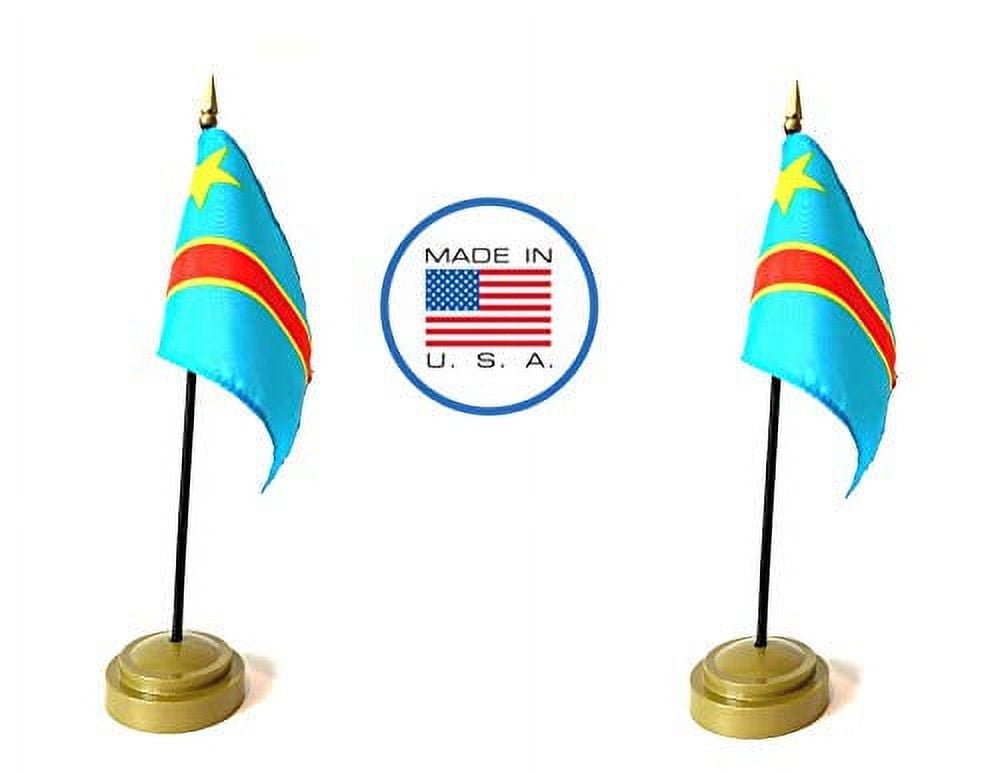 2 Democratic Republic of The Congo Miniature Desk & Hand Waving Flags ...
