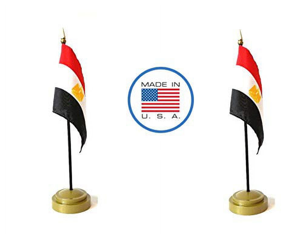 2 Egypt Miniature Desk & Hand Waving Flags Set - Includes 2 Rayon 4"x6 ...