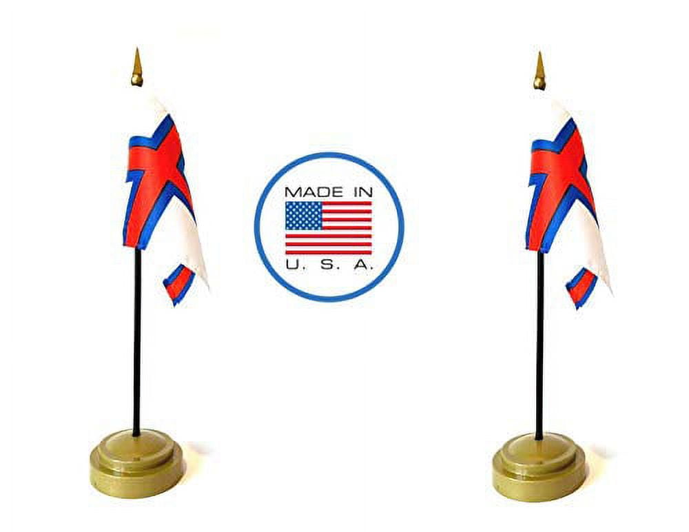 2 Faroe Islands Miniature Desk & Hand Waving Flags Set - Includes 2 ...