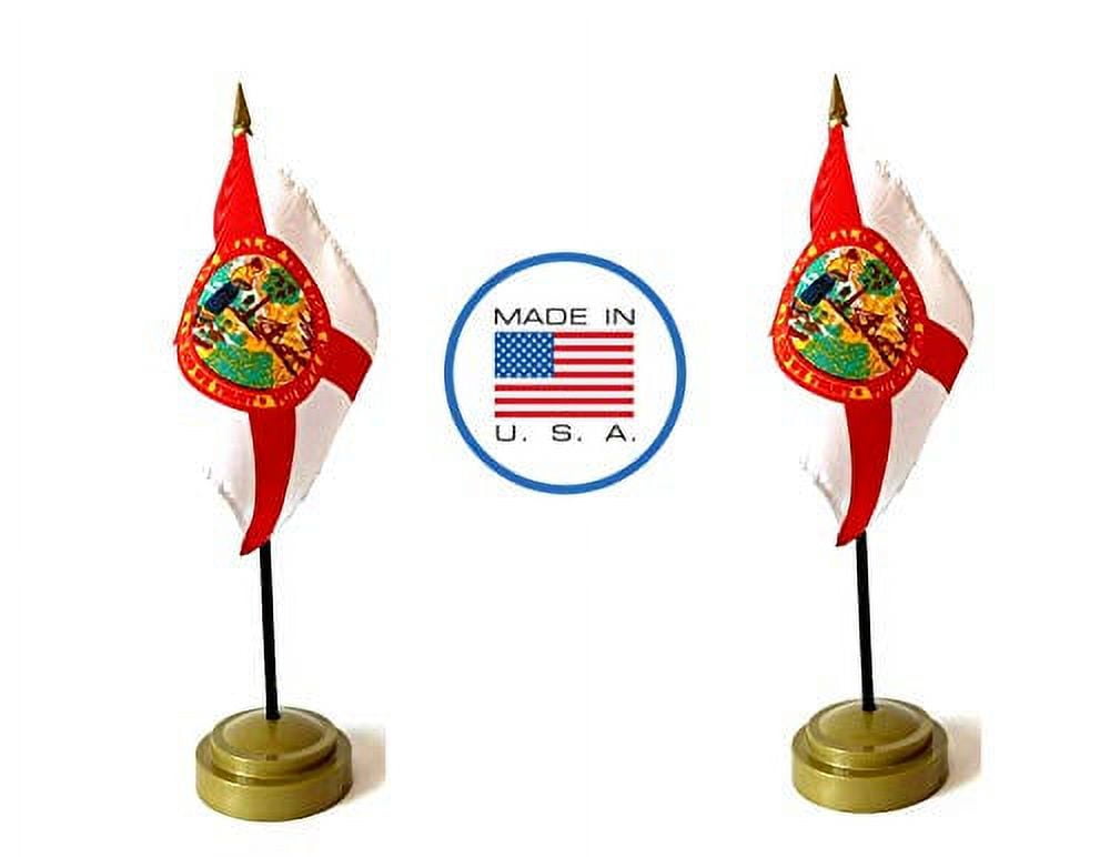 Made in The USA Flag Set. 2 Florida Rayon 4"x6" Miniature Office Desk ...