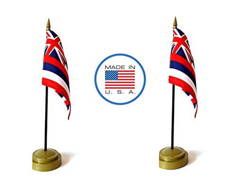 Made in The USA Flag Set. 2 Hawaii Rayon 4"x6" Miniature Office Desk ...