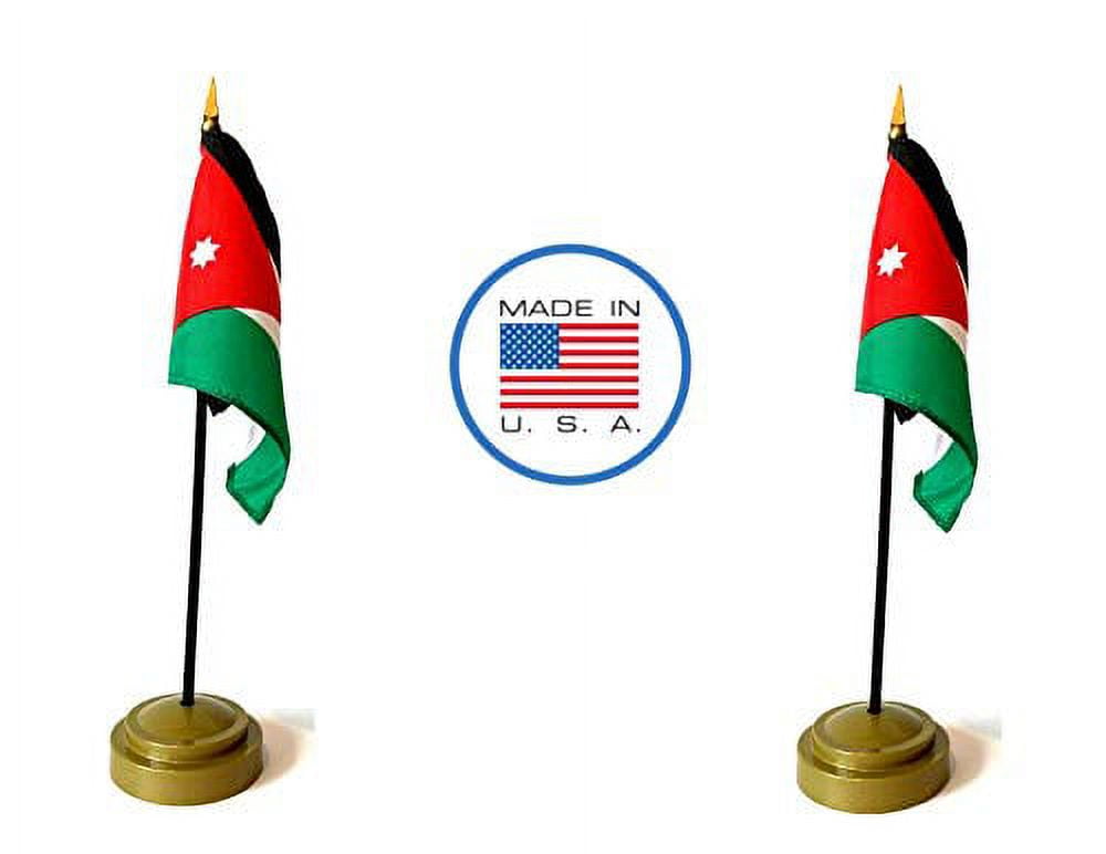 2 Jordan Miniature Desk & Hand Waving Flags Set - Includes 2 Rayon 4"x6 ...