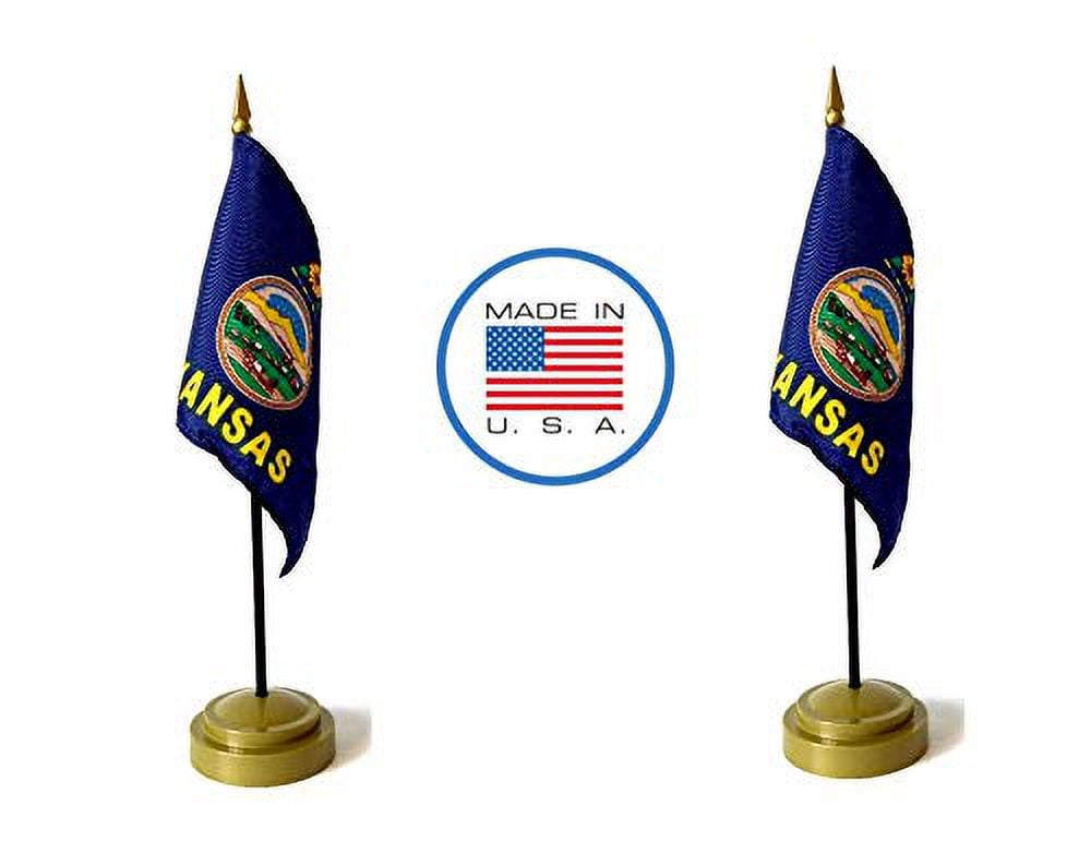 Made in The USA Flag Set. 2 Kansas Rayon 4"x6" Miniature Office Desk ...