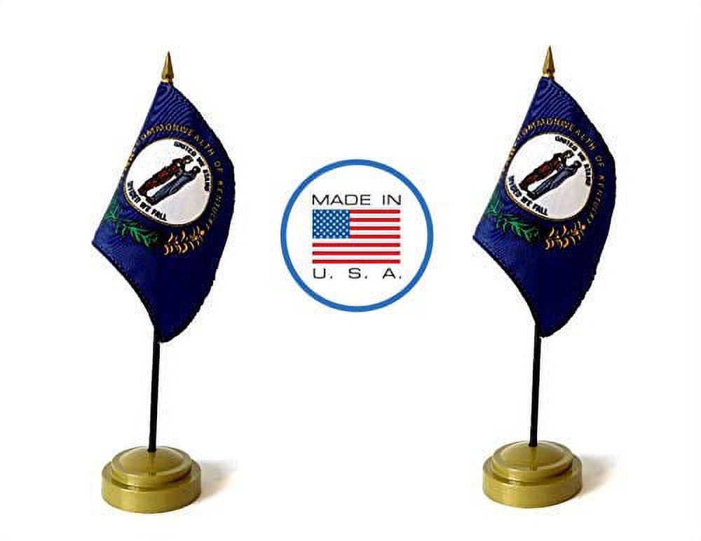 Made in The USA Flag Set. 2 Kentucky Rayon 4"x6" Miniature Office Desk ...