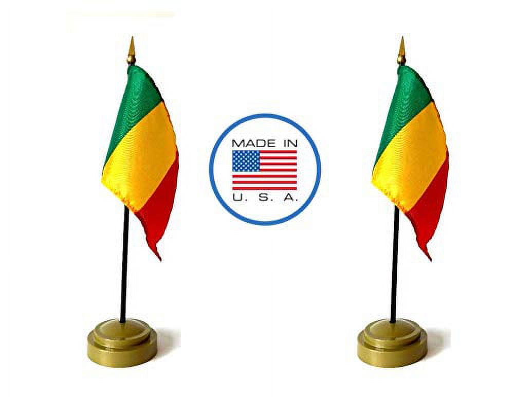 2 Mali Miniature Desk & Hand Waving Flags Set - Includes 2 Rayon 4"x6 ...