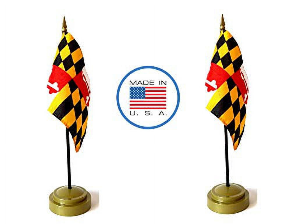 Made in The USA Flag Set. 2 Maryland Rayon 4"x6" Miniature Office Desk ...