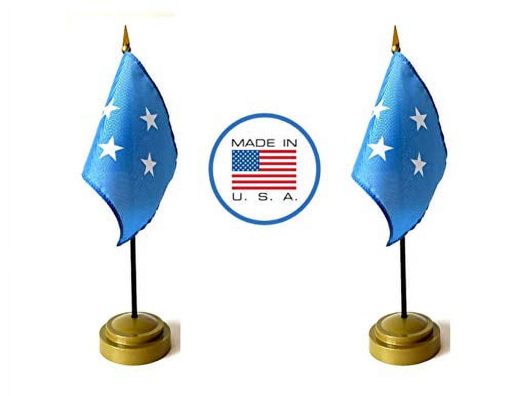2 Micronesia Miniature Desk & Hand Waving Flags Set - Includes 2 Rayon ...