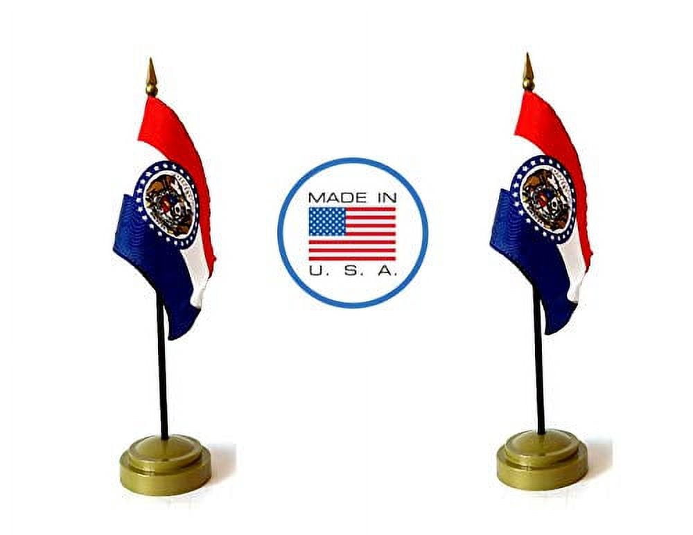 Made in The USA Flag Set. 2 Missouri Rayon 4"x6" Miniature Office Desk ...