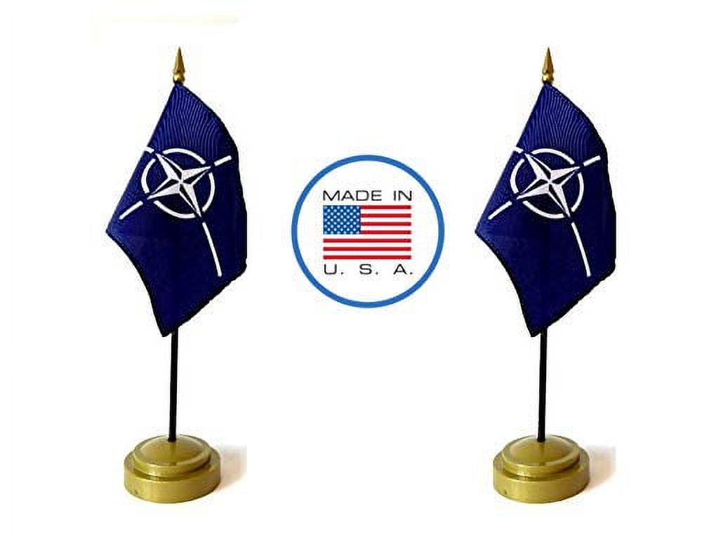 2 NATO Miniature Desk & Hand Waving Flags Set - Includes 2 Rayon 4"x6 ...