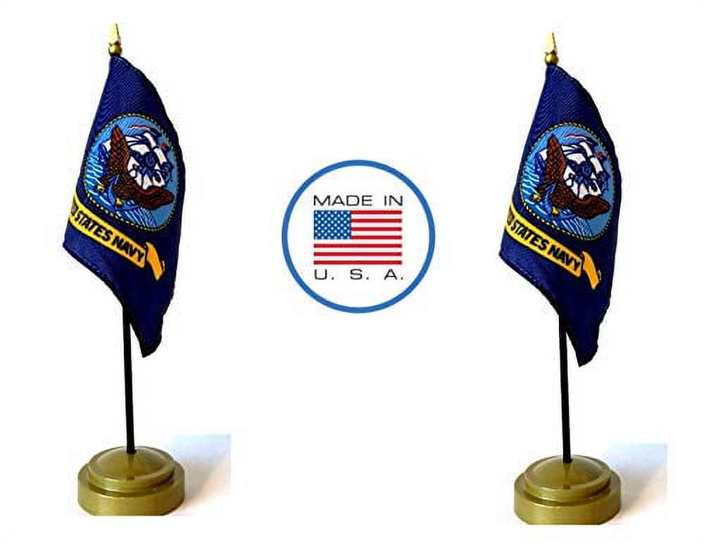 Made in The USA Flag Set. 2 Navy Rayon 4"x6" Miniature Office Desk ...