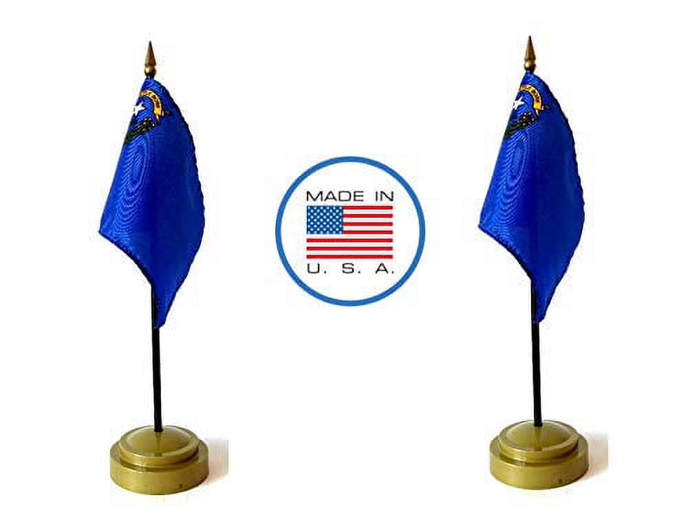 Made in The USA Flag Set. 2 Nevada Rayon 4"x6" Miniature Office Desk ...