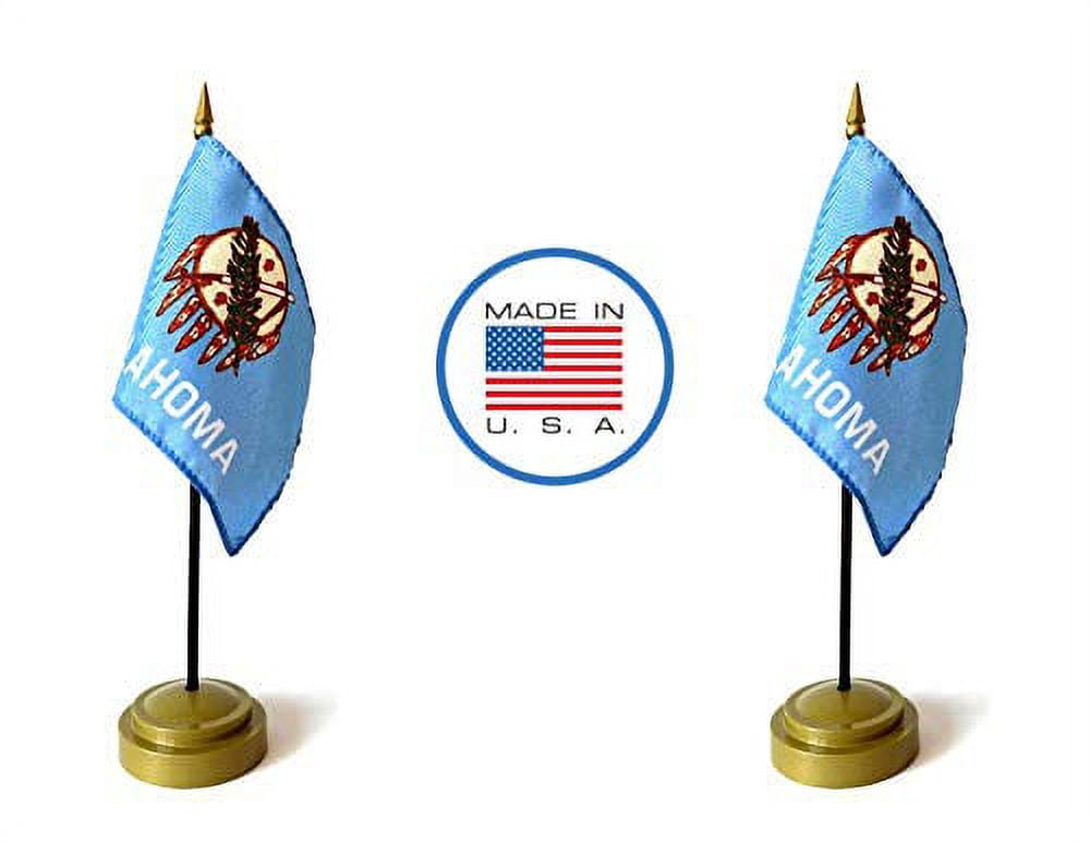 Made in The USA Flag Set. 2 Oklahoma Rayon 4"x6" Miniature Office Desk ...