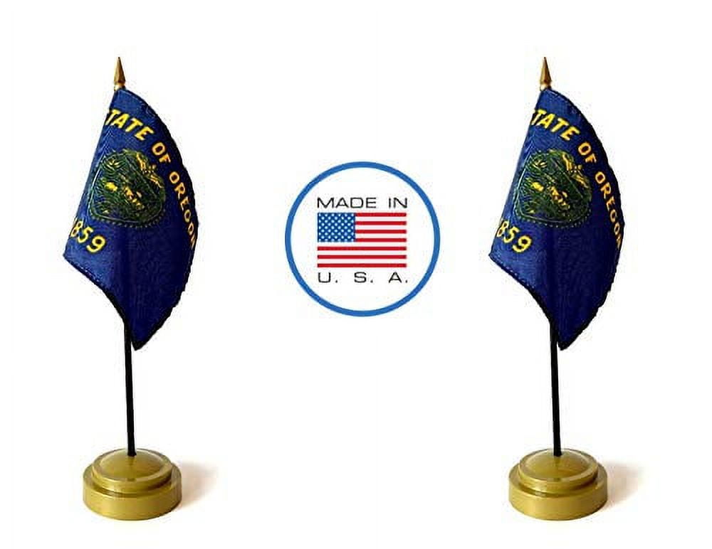 Made in The USA Flag Set. 2 Oregon Rayon 4"x6" Miniature Office Desk ...