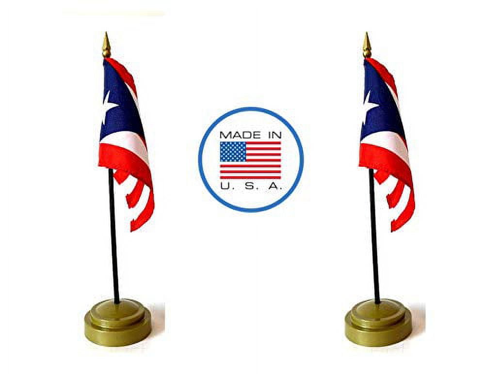 2 Puerto Rico Miniature Desk & Hand Waving Flags Set - Includes 2 Rayon ...