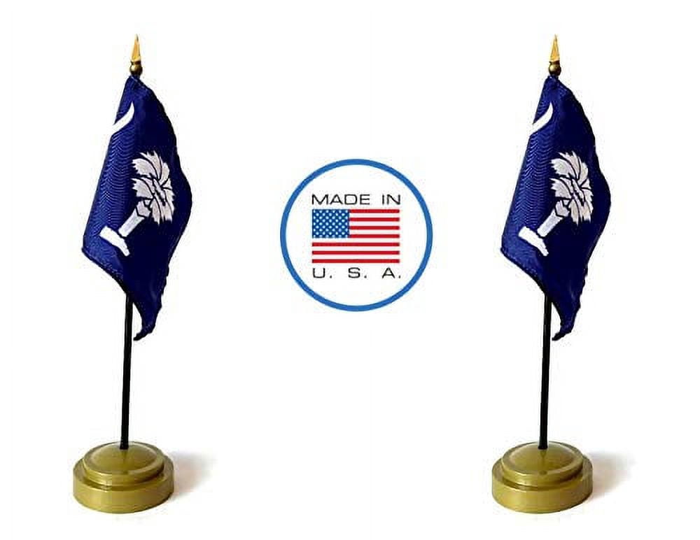 Made in The USA Flag Set. 2 South Carolina Rayon 4"x6" Miniature Office ...