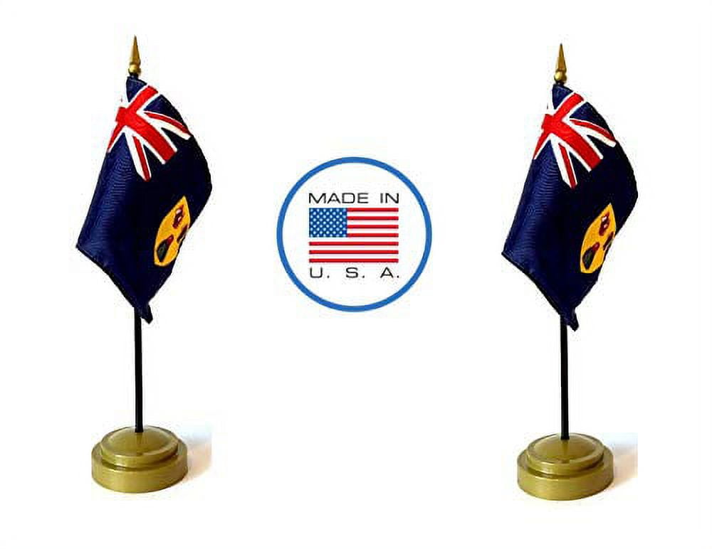 2 Turks and Caicos Miniature Desk & Hand Waving Flags Set - Includes 2 ...