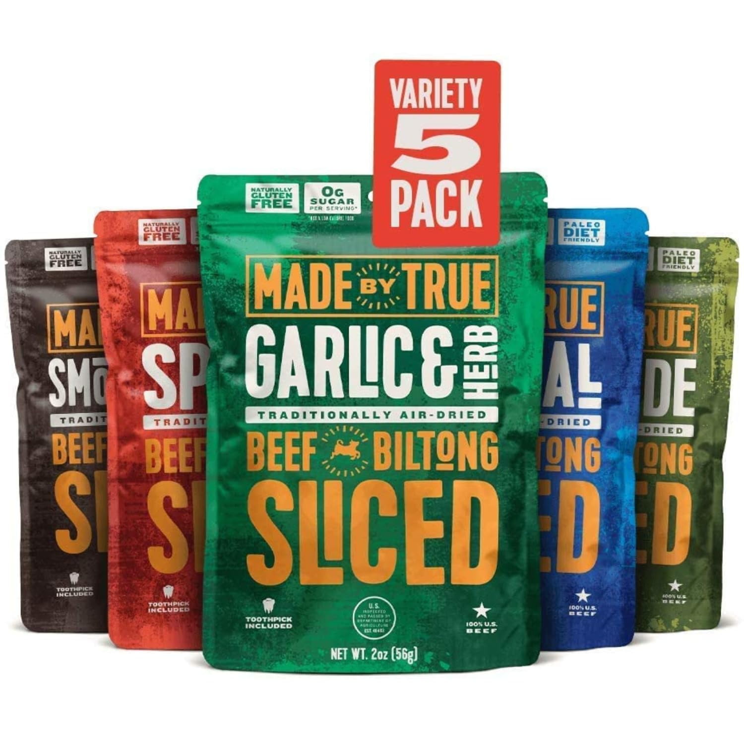 Made by True Beef BDF6 Sliced Bites Ultimate Variety Pack of 5) - All ...