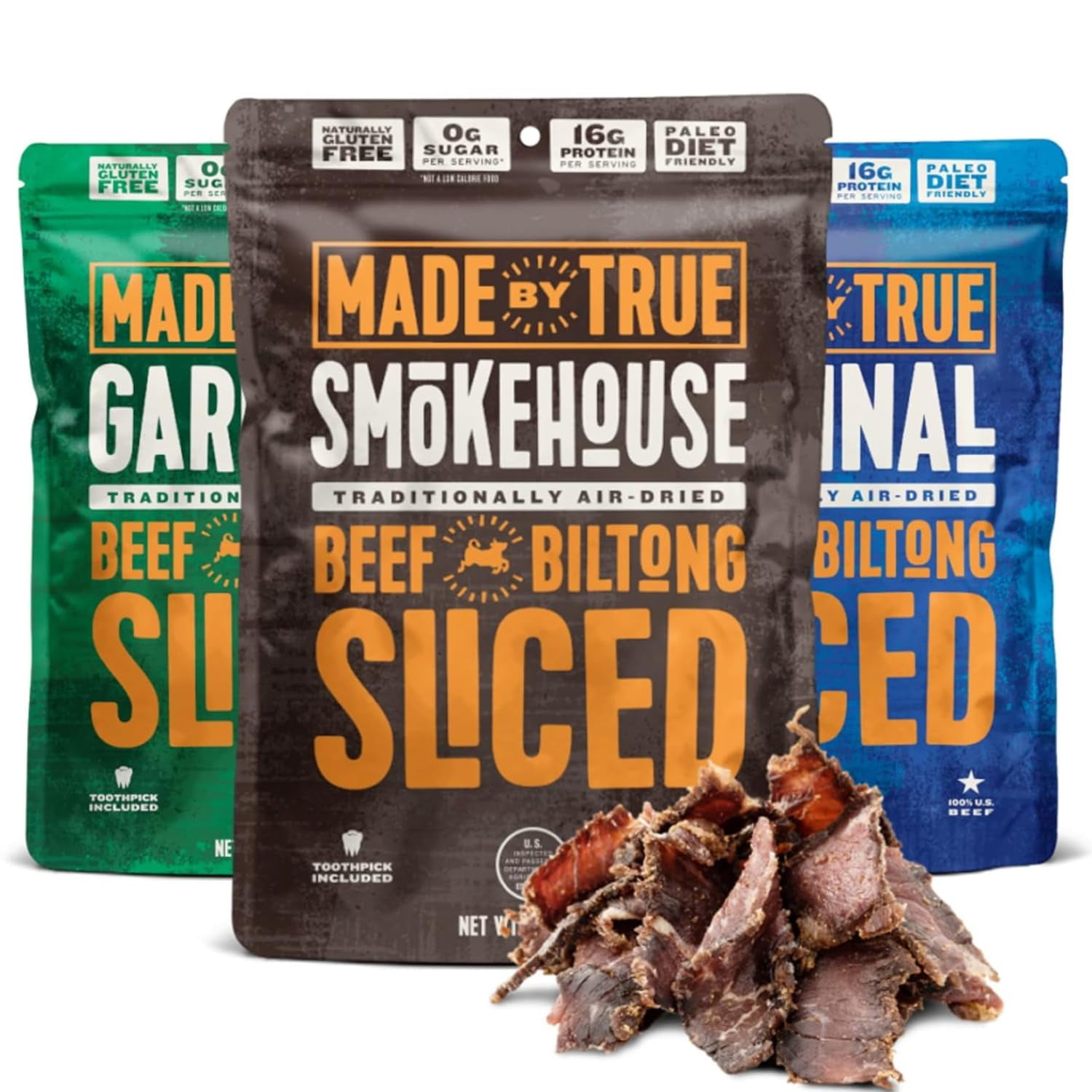 Made by True Beef KEF16 Sliced Bites Savory Variety (2 oz, Pack of 3 ...