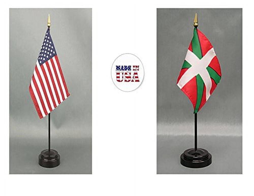 Made in The USA. 1 American and 1 Basque Lands Rayon 4"x6" Miniature ...