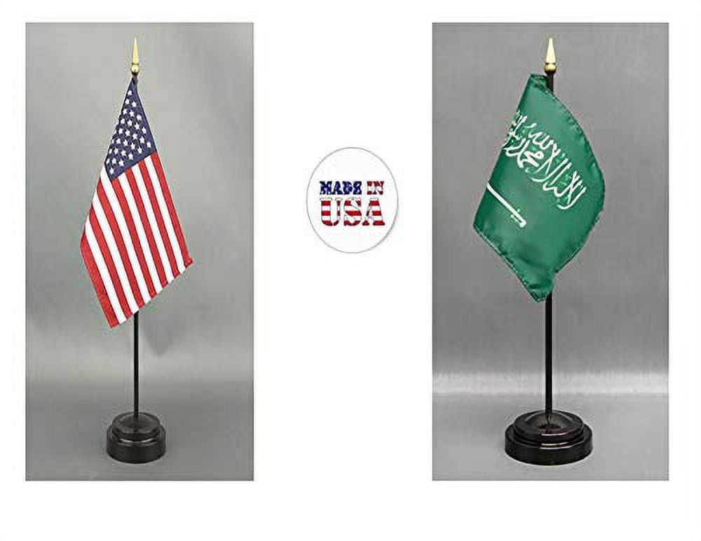 Made in The USA. 1 American and 1 Saudi Arabian Rayon 4"x6" Office Desk ...