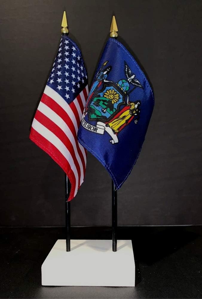 Made In USA. 1 American And 1 US State Miniature Rayon 4"X6" Office ...