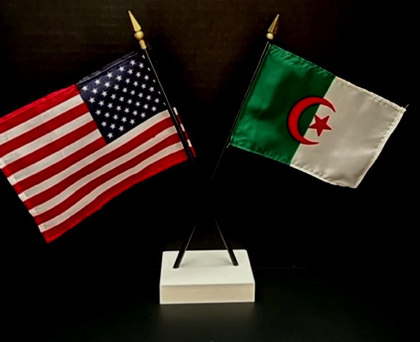 Algeria Desk Flag Set; Contains One USA and One Country Flag with a ...