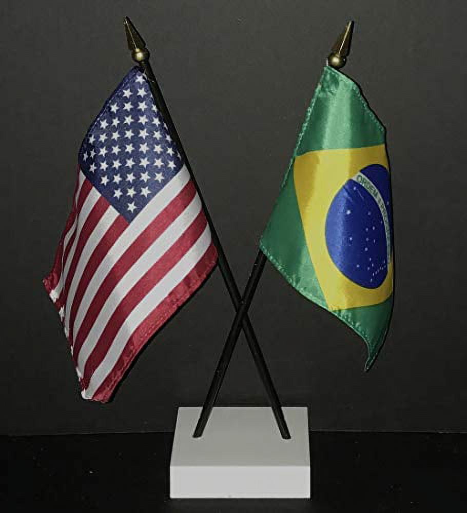 Made in USA. 1 American and 1 Brazil Miniature Rayon 4"x6" Office Desk ...