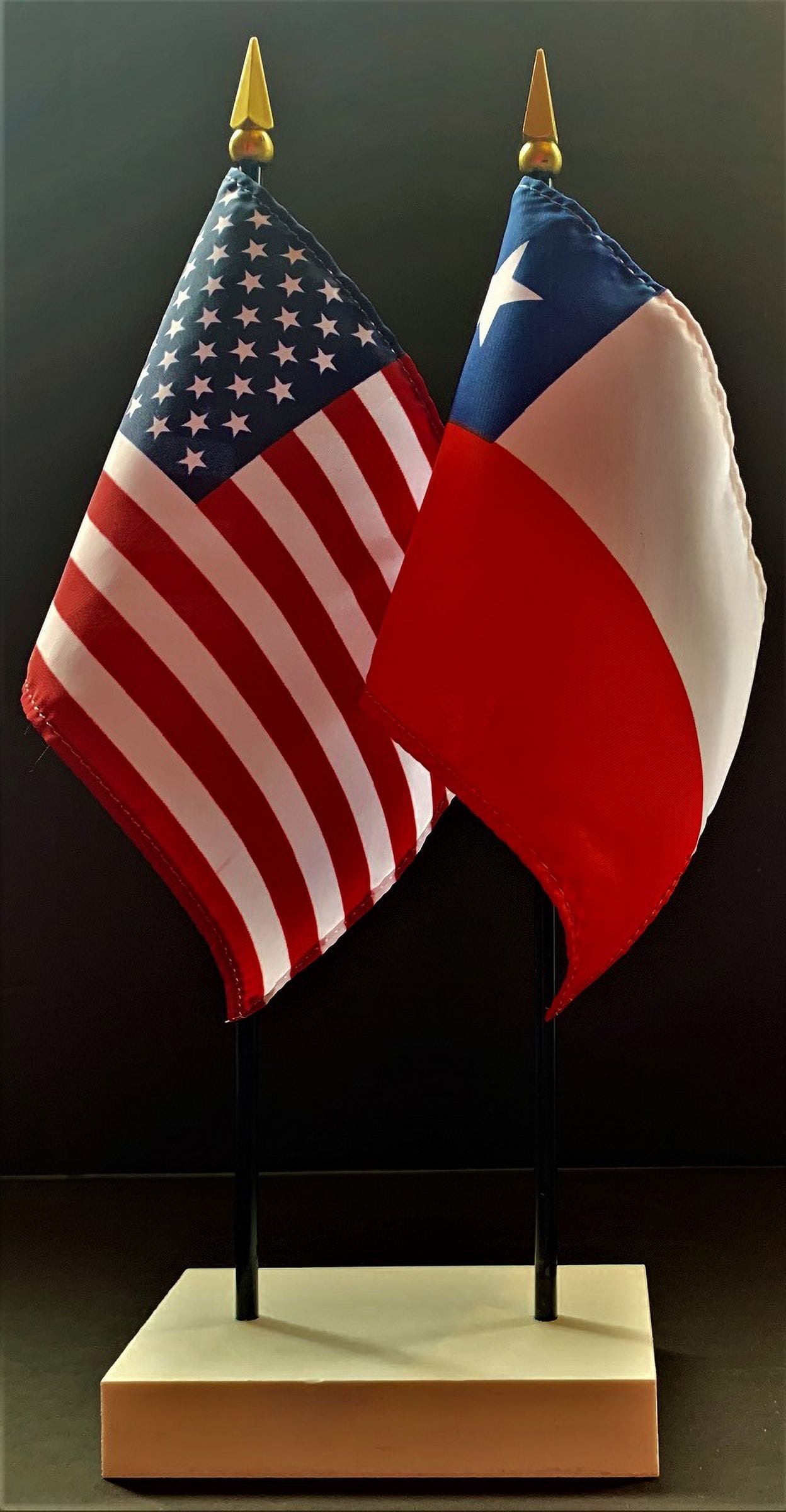 Chile Table Flag Set; One USA and International Rayon 4x6 inch Flag ...