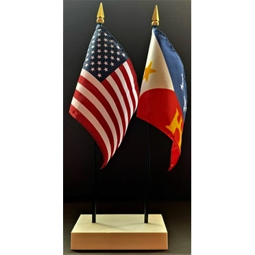 ANLEY USA Deluxe Desk Flag Set - 6 in x 4 in American US Desktop Flag ...