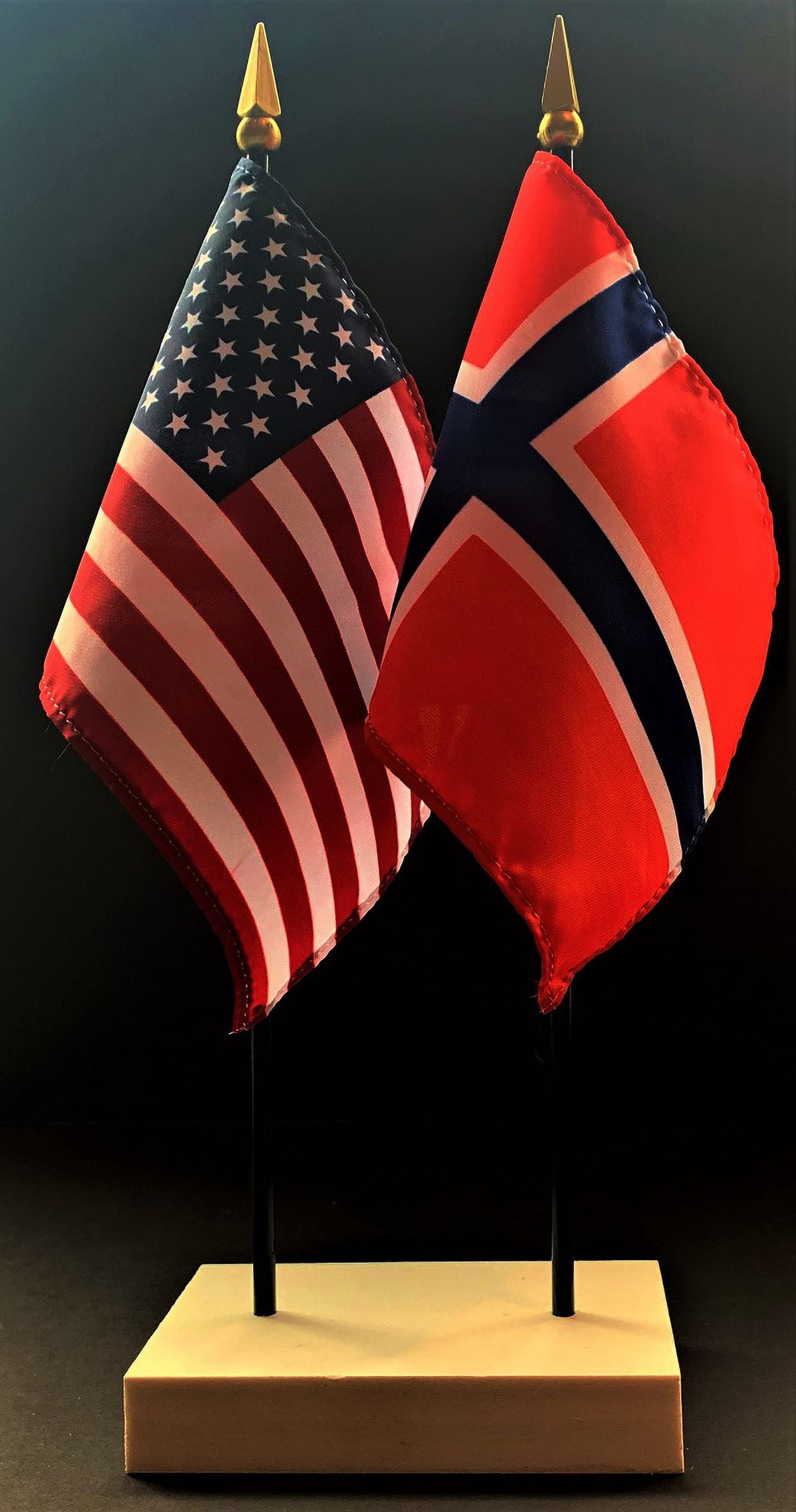 Norway Table Flag Set; One USA and International Rayon 4x6 inch Flag ...