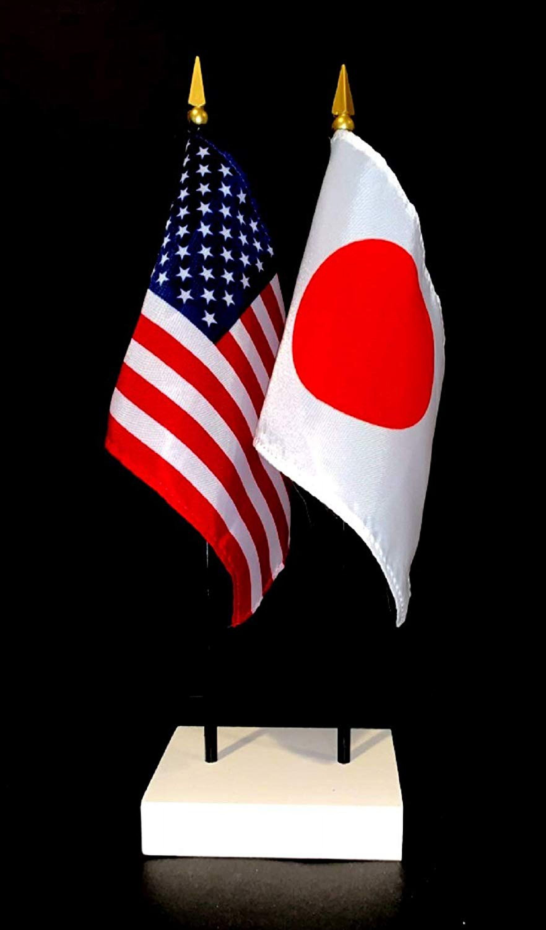 Japan Table Flag Set; One USA and International Rayon 4x6 inch Flag ...