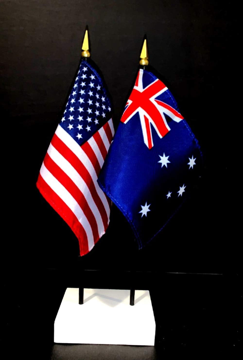Australia Table Flag Set; One USA and International Rayon 4x6 inch Flag ...