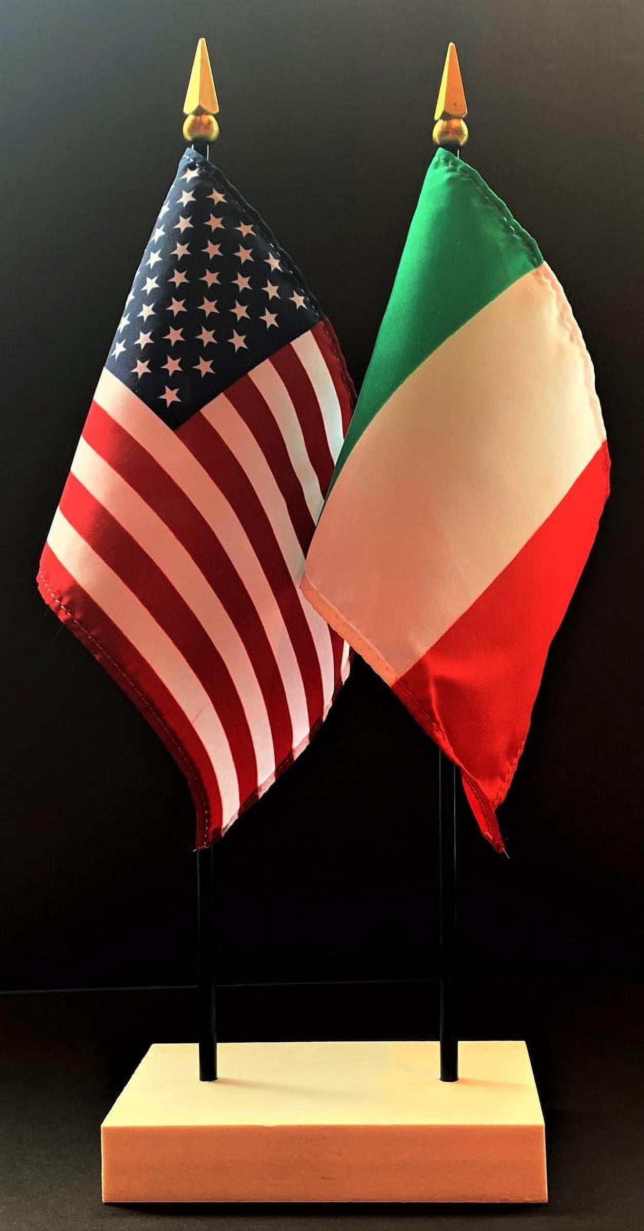Italy Table Flag Set; One USA and International Rayon 4x6 inch Flag ...