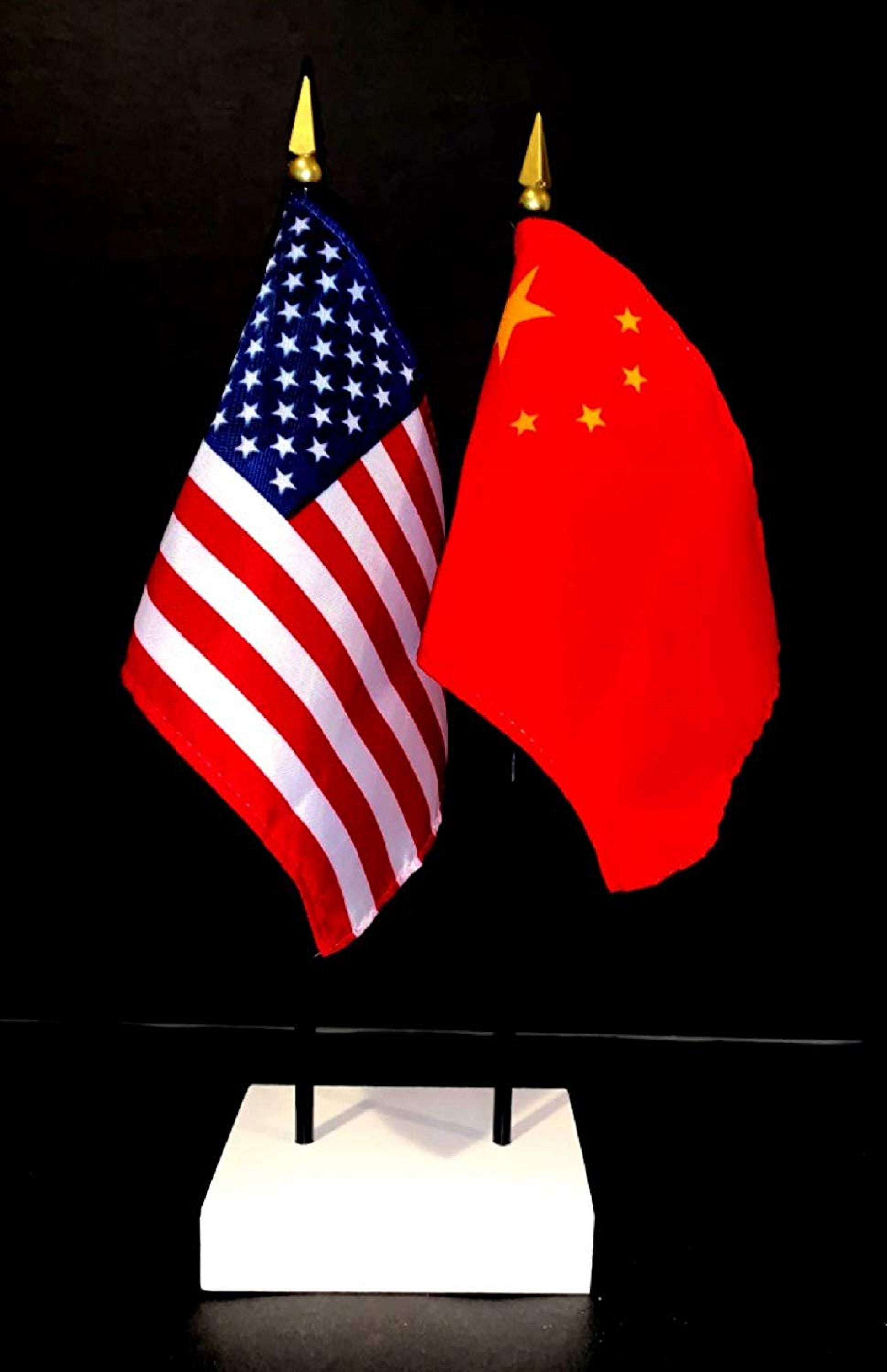 China Table Flag Set; One USA and International Rayon 4x6 inch Flag ...