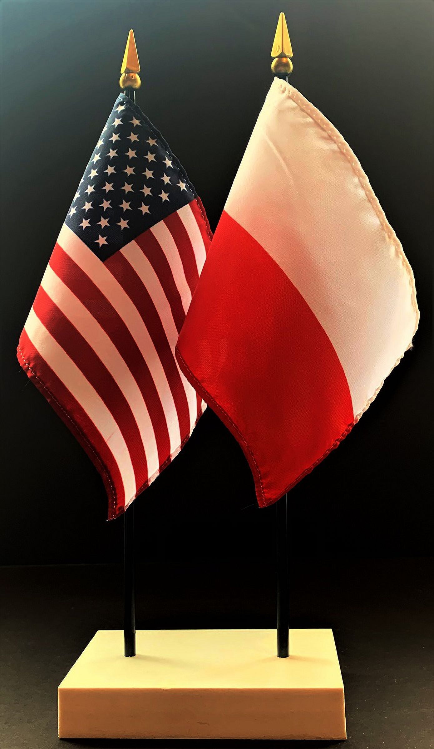Poland no Eagle Table Flag Set; One USA and International Rayon 4x6 ...