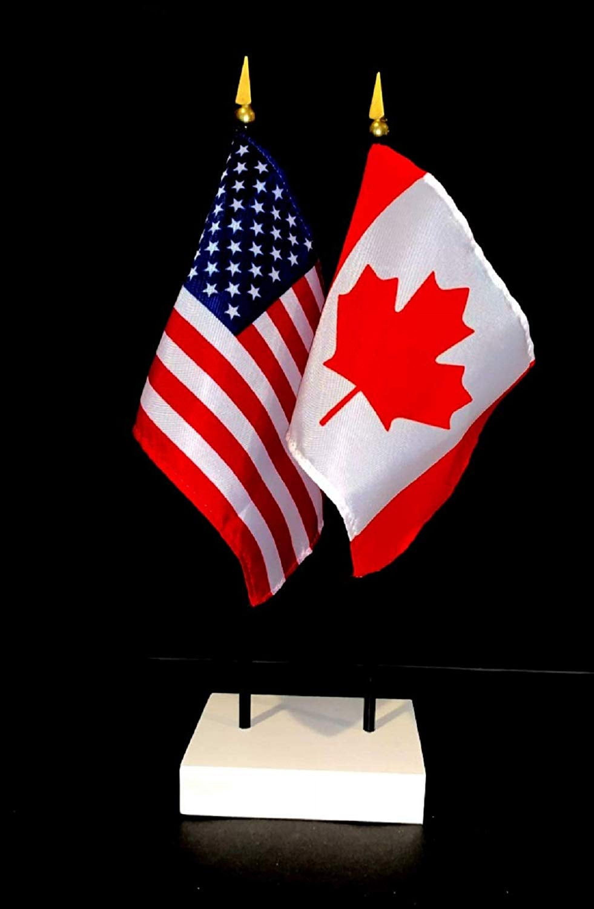 Canada Table Flag Set; One USA and International Rayon 4x6 inch Flag ...