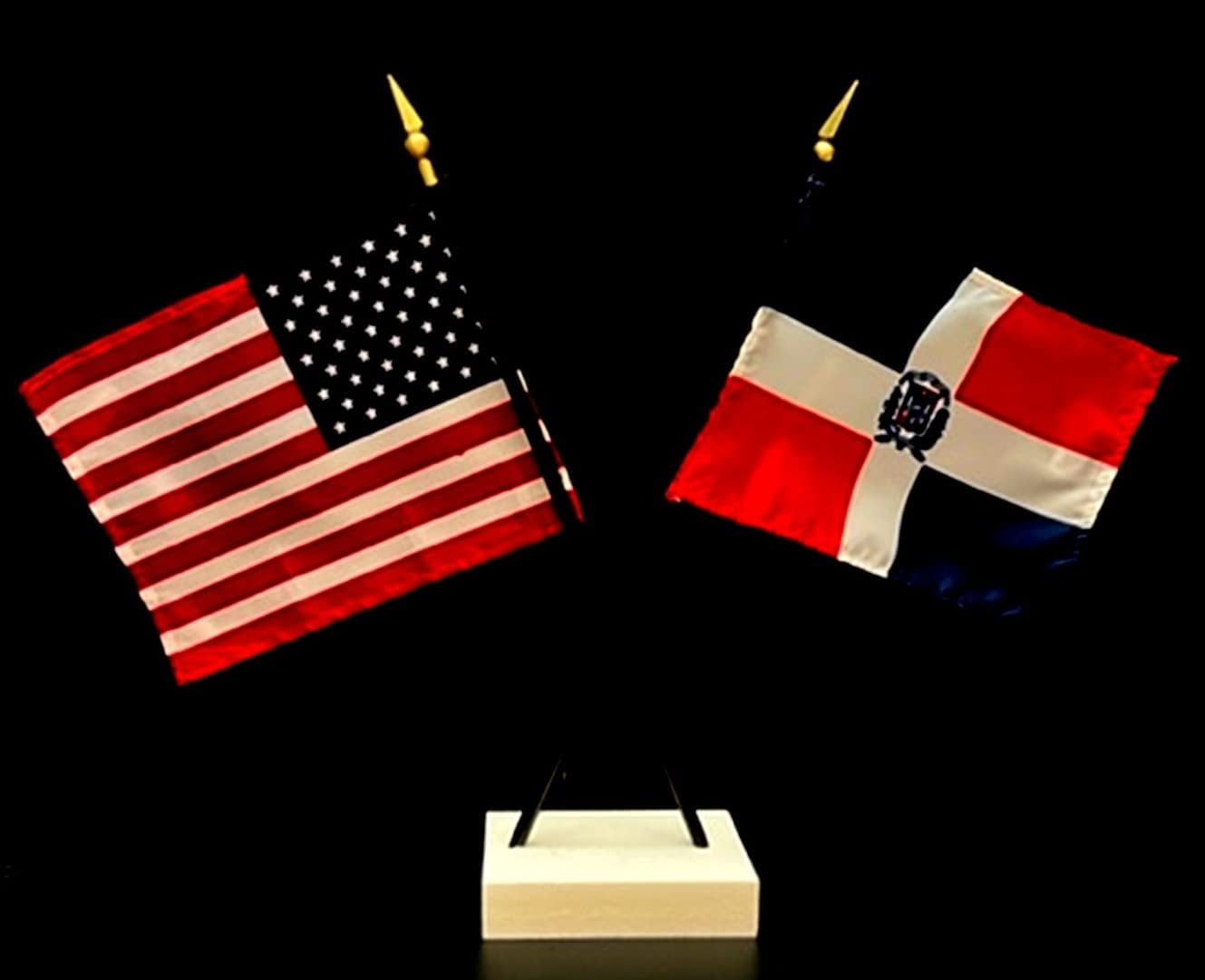 Dominican Republic Desk Flag Set; Contains One USA and One Country Flag ...