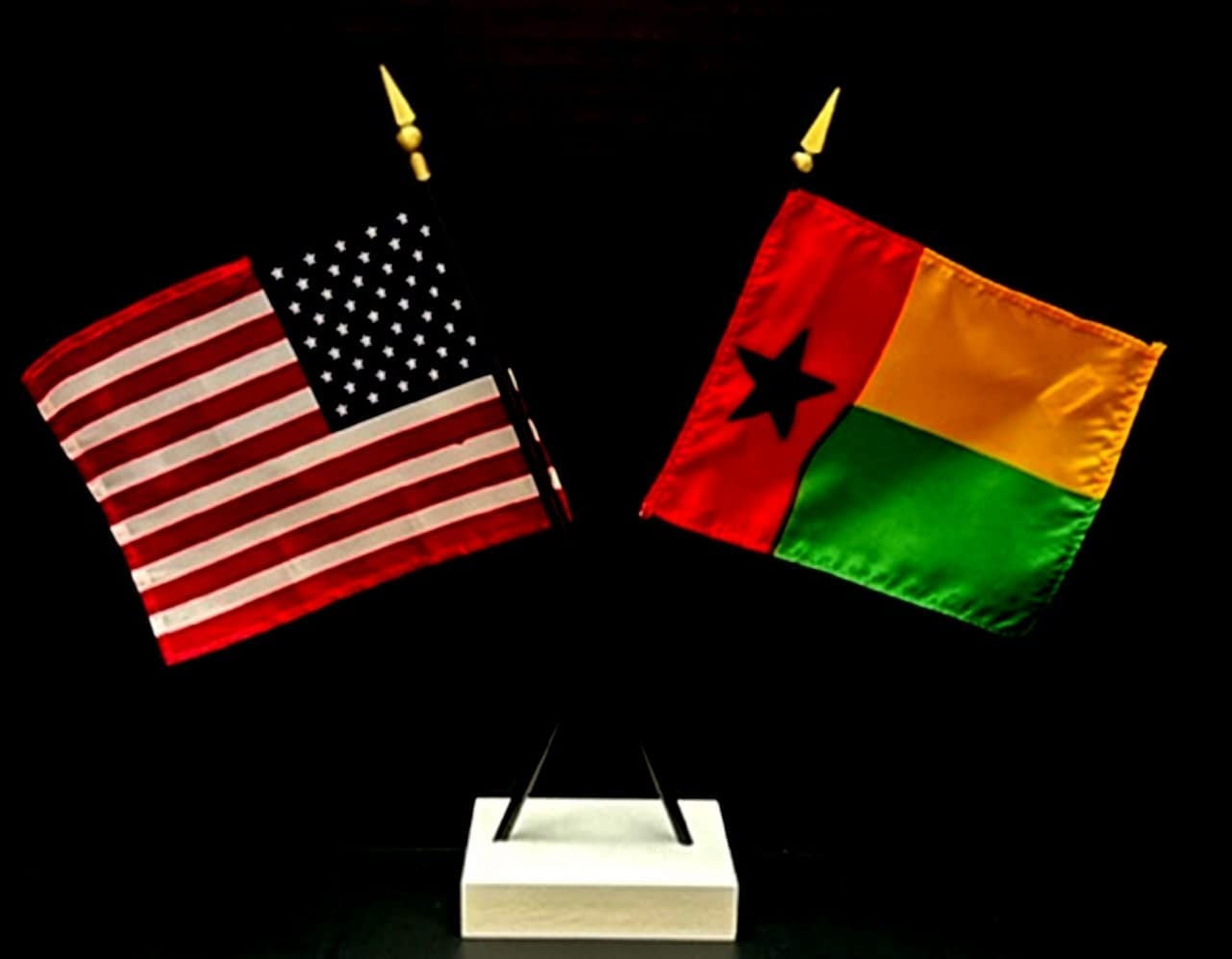 Guinea Bissau Desk Flag Set; Contains One USA and One Country Flag with ...