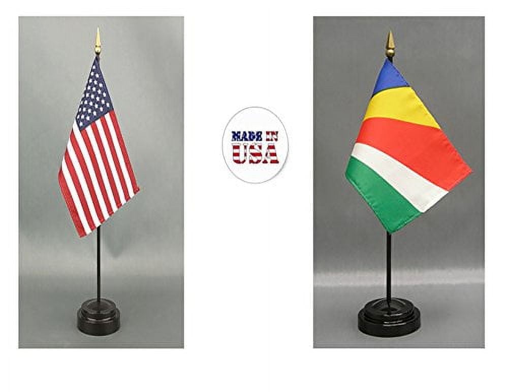 Made in The USA. 1 American and Seychelles Rayon 4"x6" Miniature Office ...