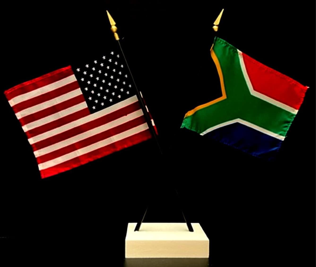 South Africa Desk Flag Set; Contains One USA and One Country Flag with ...