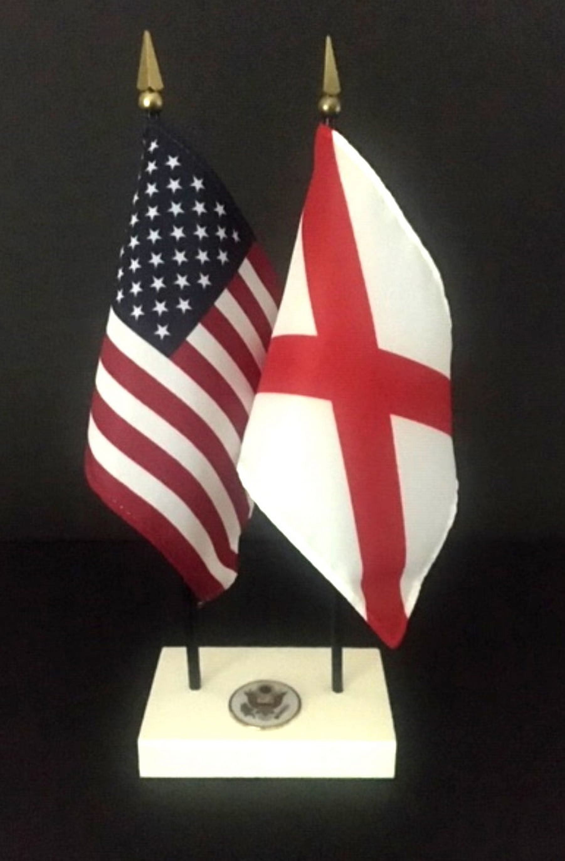 Alabama Executive Desk Set; Two 4x6 Inch Flags, White Base with US Seal ...