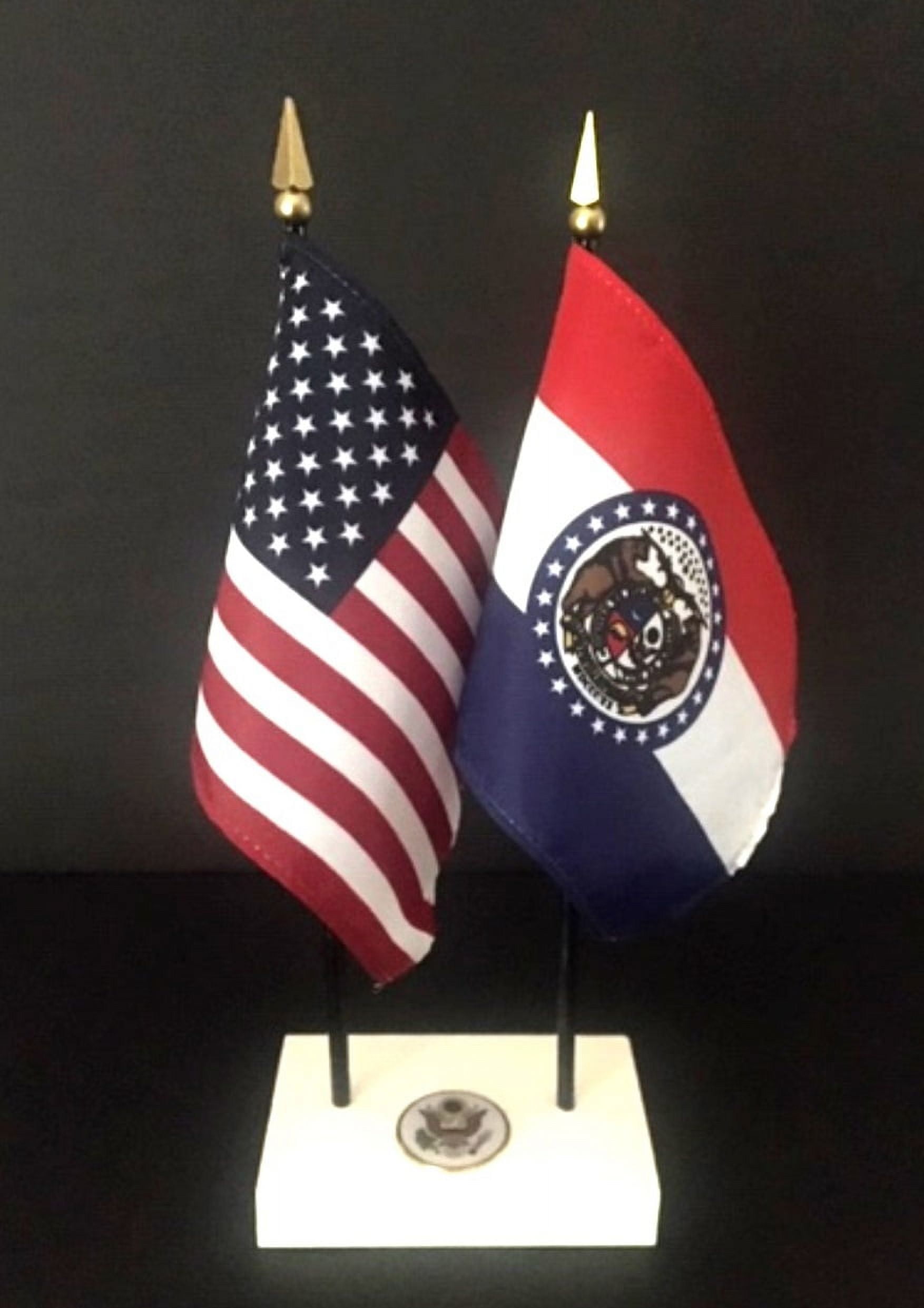 Missouri Executive Desk Set; Two 4x6 Inch Flags, White Base with US ...