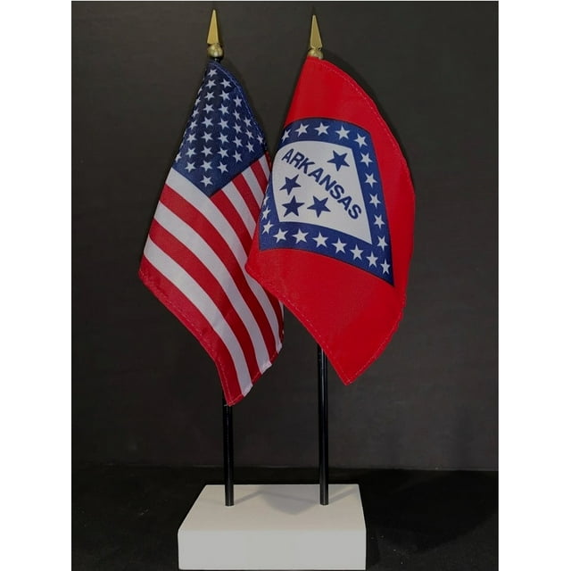 Made in USA. 1 American and 1 US State Miniature Rayon 4"x6" Office ...