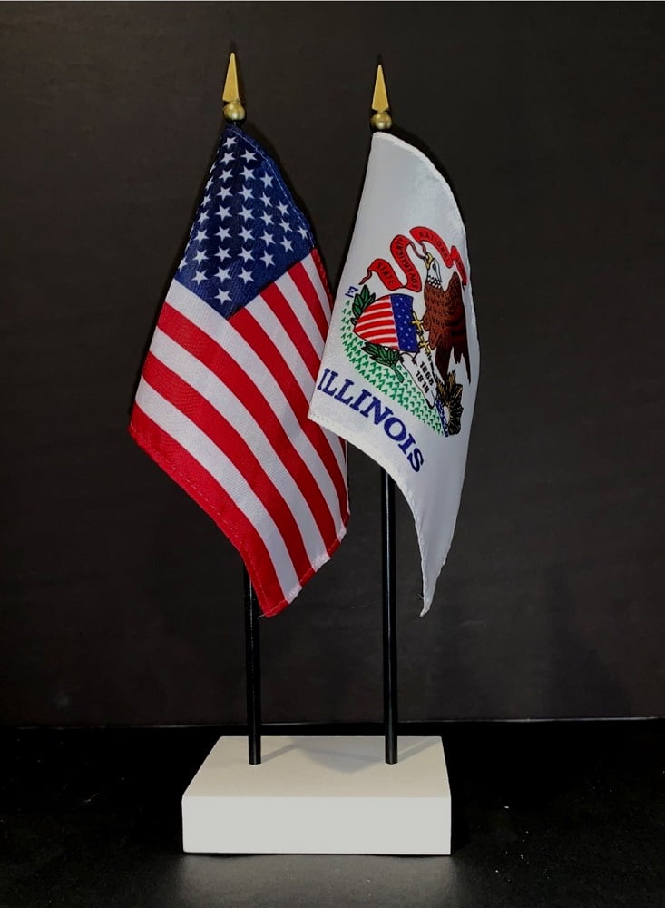 Made in USA. 1 American and 1 US State Miniature Rayon 4"x6" Office ...