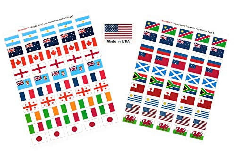 Made in USA! 100 Stickers Representing The 2019 Rugby World Cup Teams ...