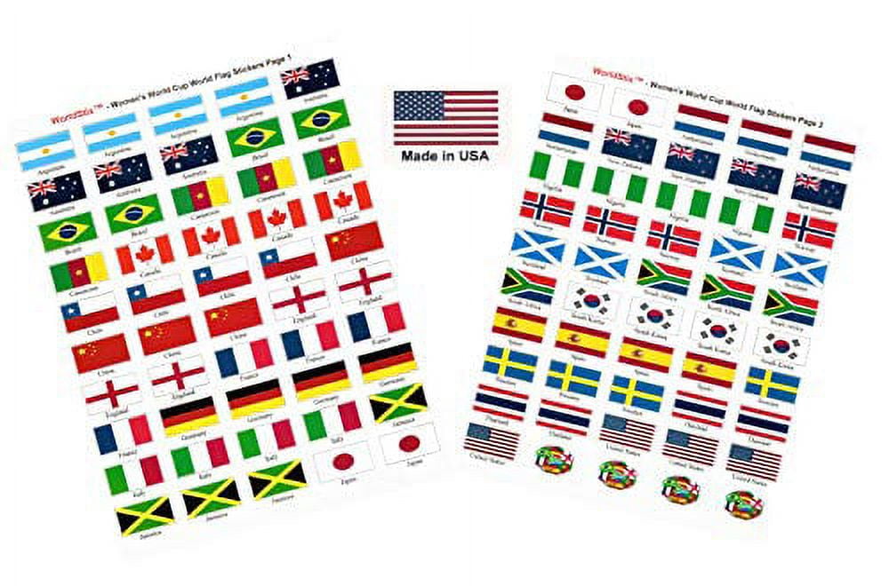 Made in USA! 100 Stickers Representing The 2019 Women's World Cup Teams ...
