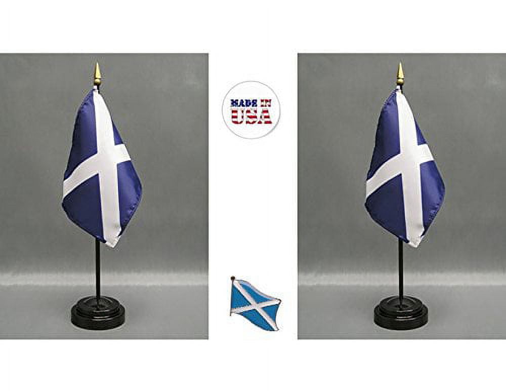 Scotland Cross Desk Flag Set; Two 4x6 inch American Made Table Flags ...